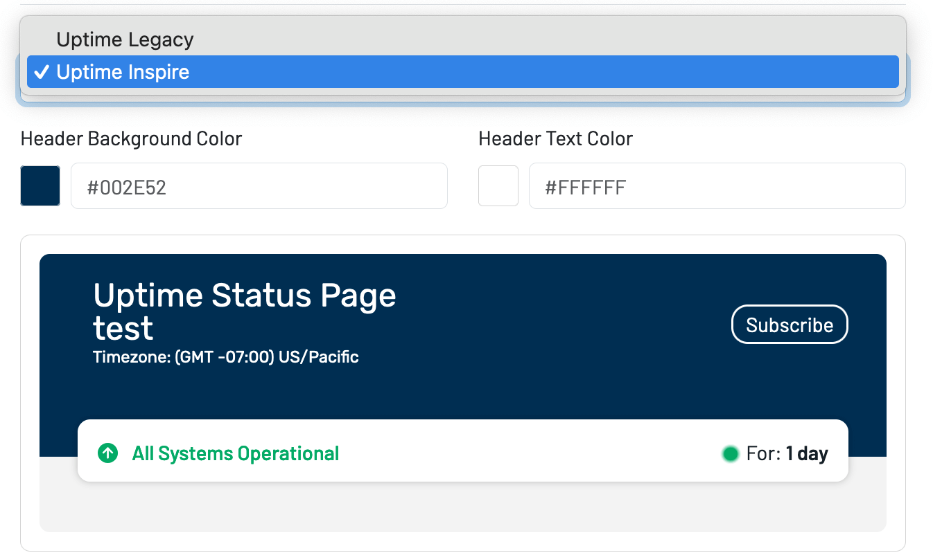 New Inspire Theme for Status Pages - Uptime.com