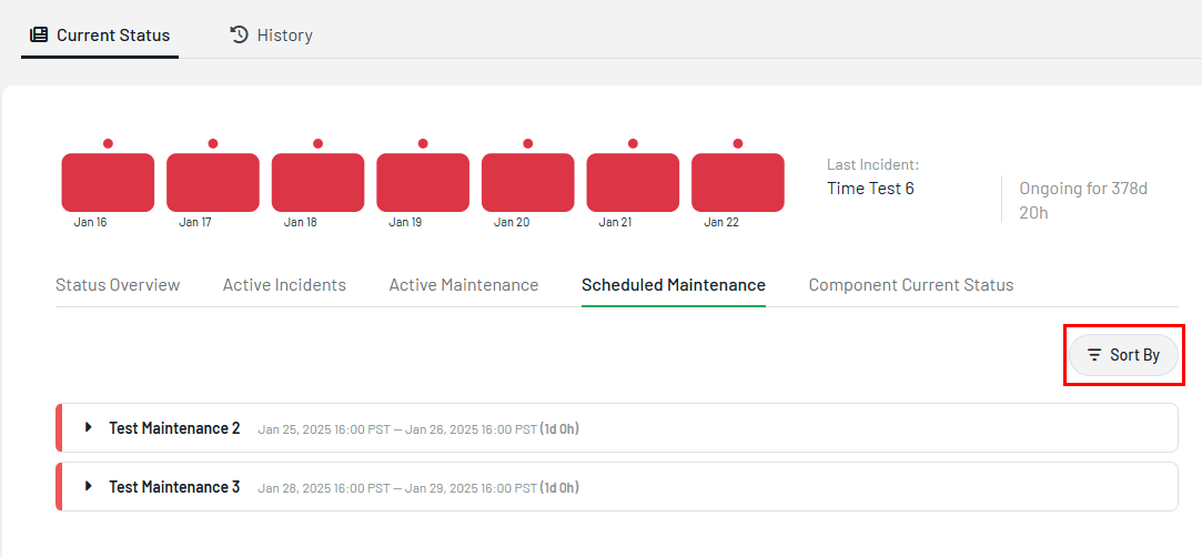 New Searching and Sorting Options for Status Page Maintenance - Uptime.com